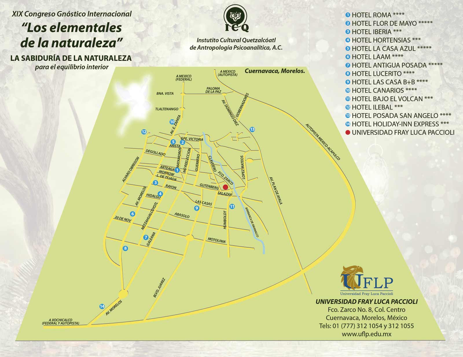 Mapa Cuernavaca. XIX Congreso Gnóstico Internacional. Elementales de la ...